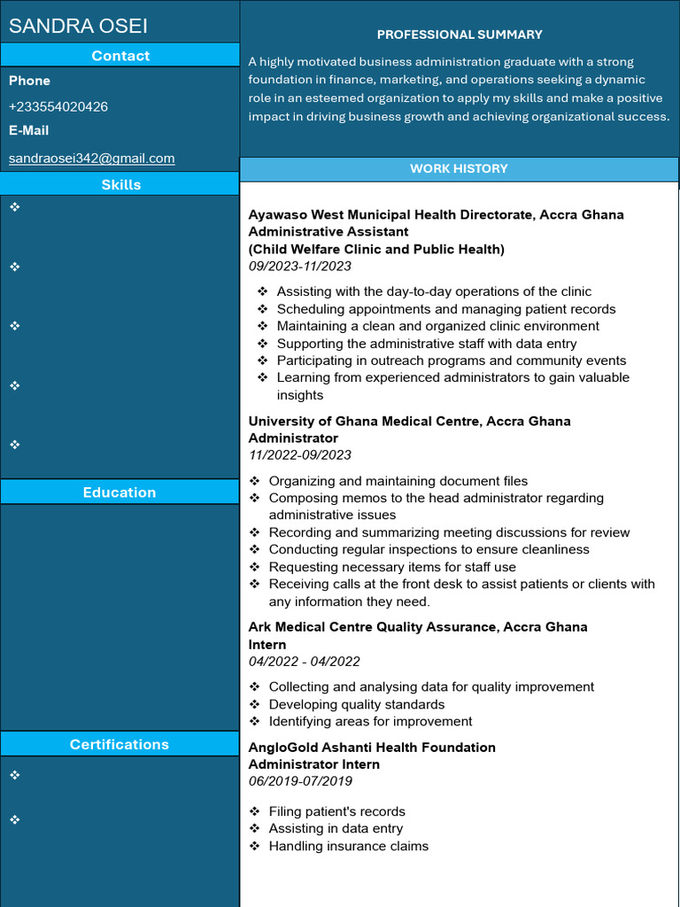 Sandra Osei CV 2024 | PDF