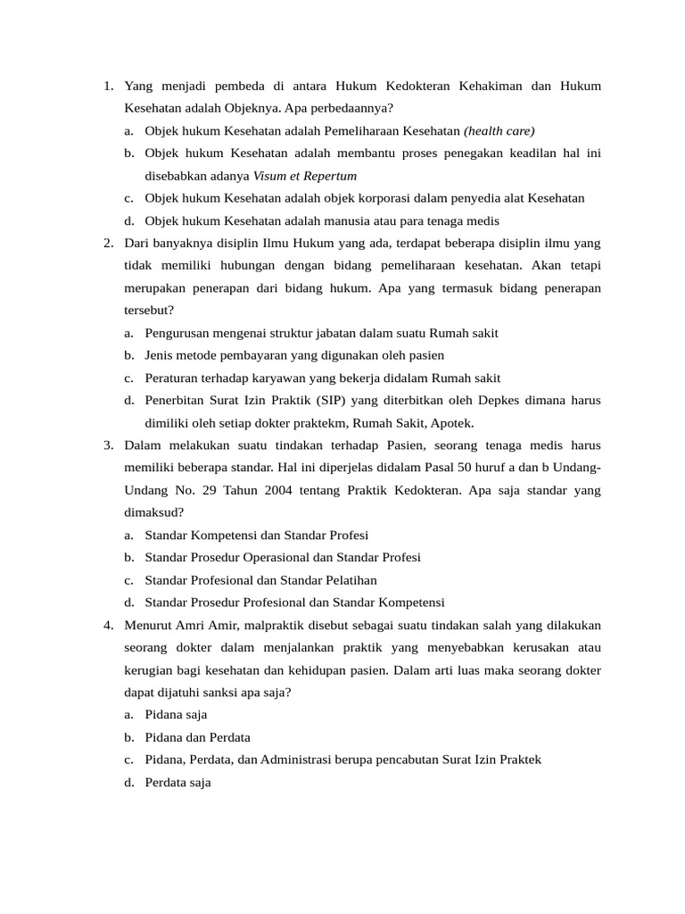 Soal HK Kesehatan | PDF