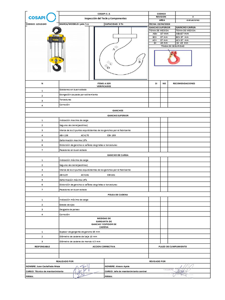 Tecle de Cadena de 5 Ton 12515249 | PDF | Bienes manufacturados