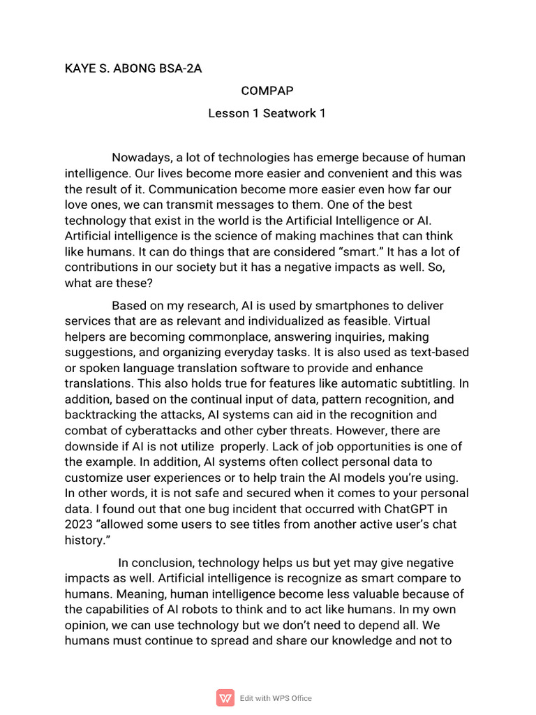 COMPAP ASSIGNMENT (Lesson 1 Seatwork 1) | PDF | Foreign Language Studies