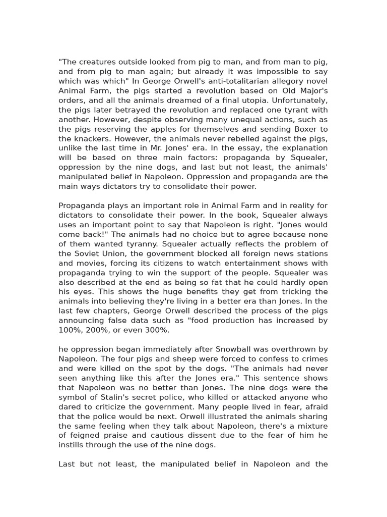 Animal Farm Essay | PDF