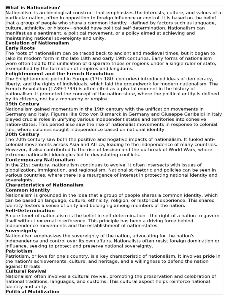 Understanding Nationalism: Key Types | PDF | Nationalism | Multiculturalism
