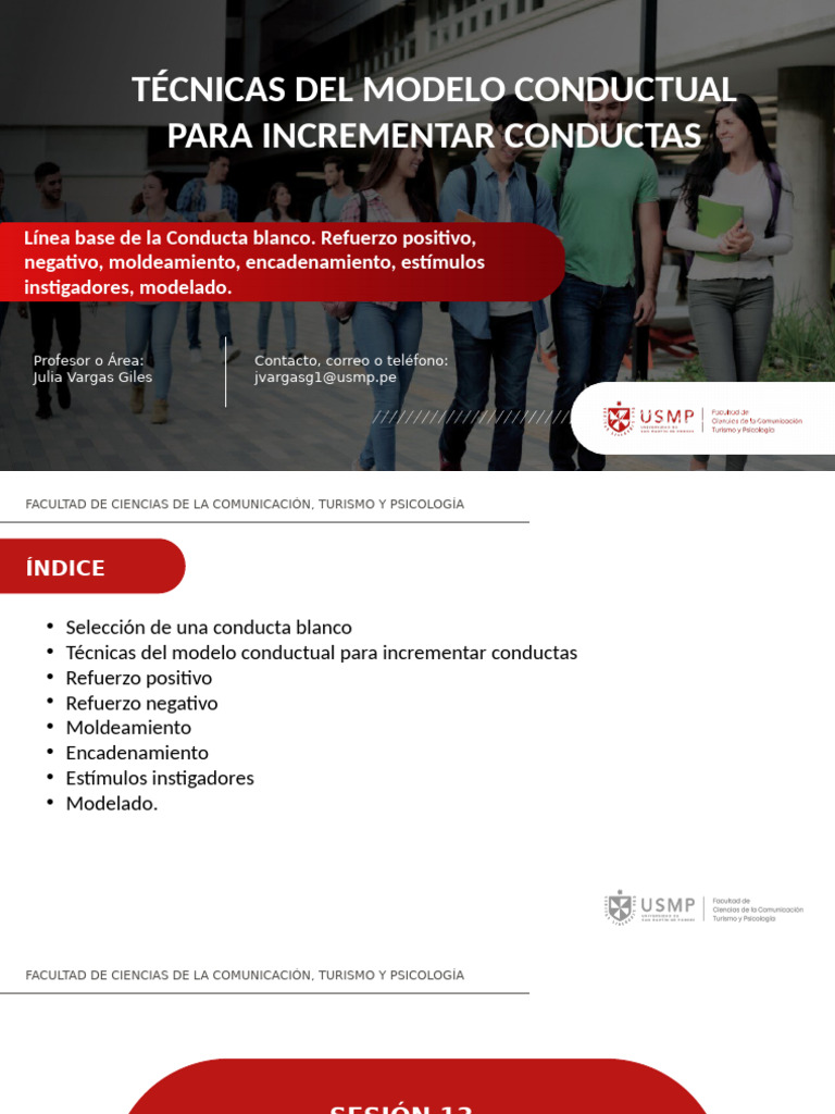 Semana 13 - X-Técnicas Del Modelo Conductual para Incrementar Conductas ...