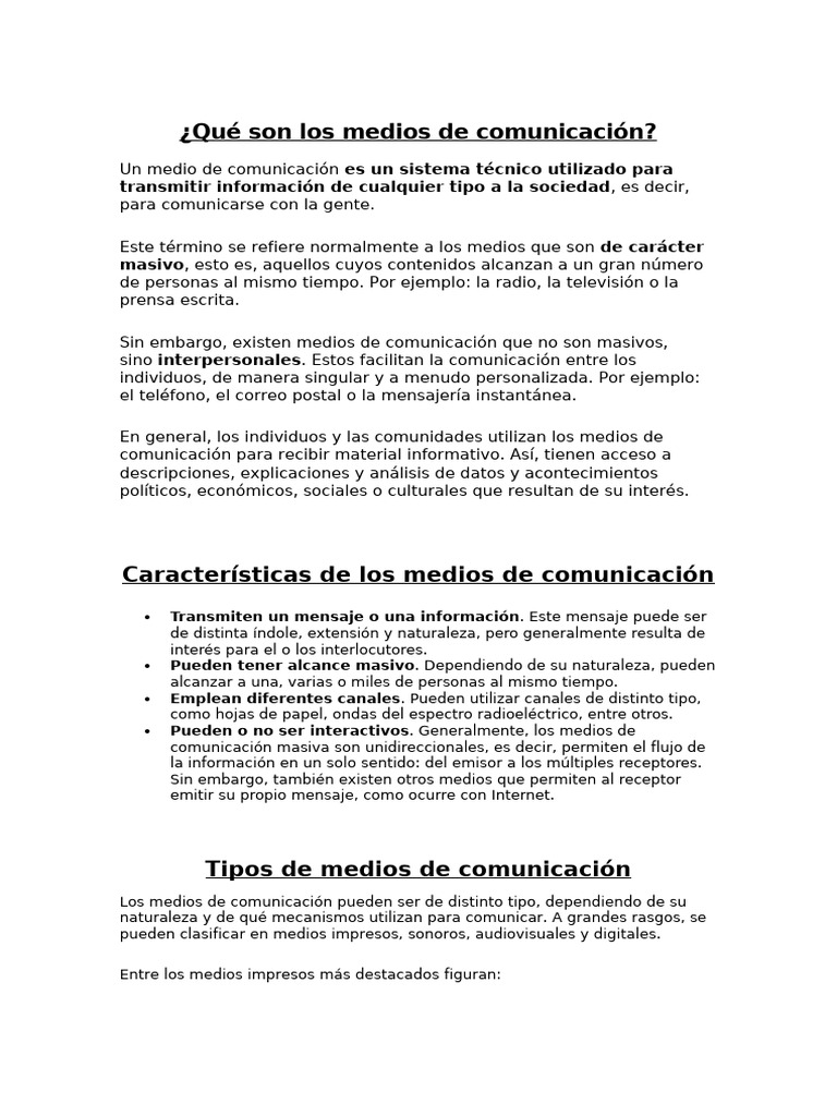 Medios de Comunicación | PDF | Medios de comunicación) | Comunicación