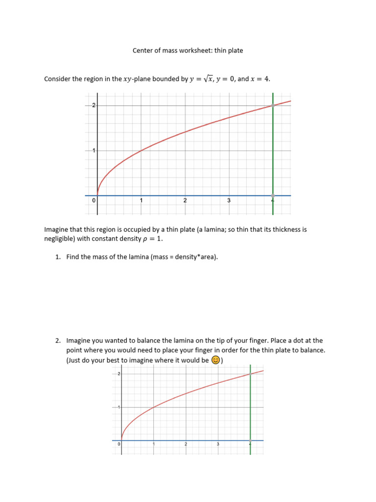 Center of Mass Worksheet 3 1 | PDF