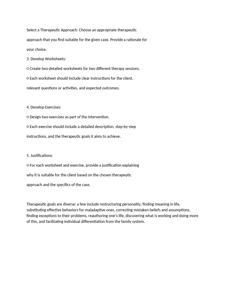 Select A Therapeutic Approach | PDF
