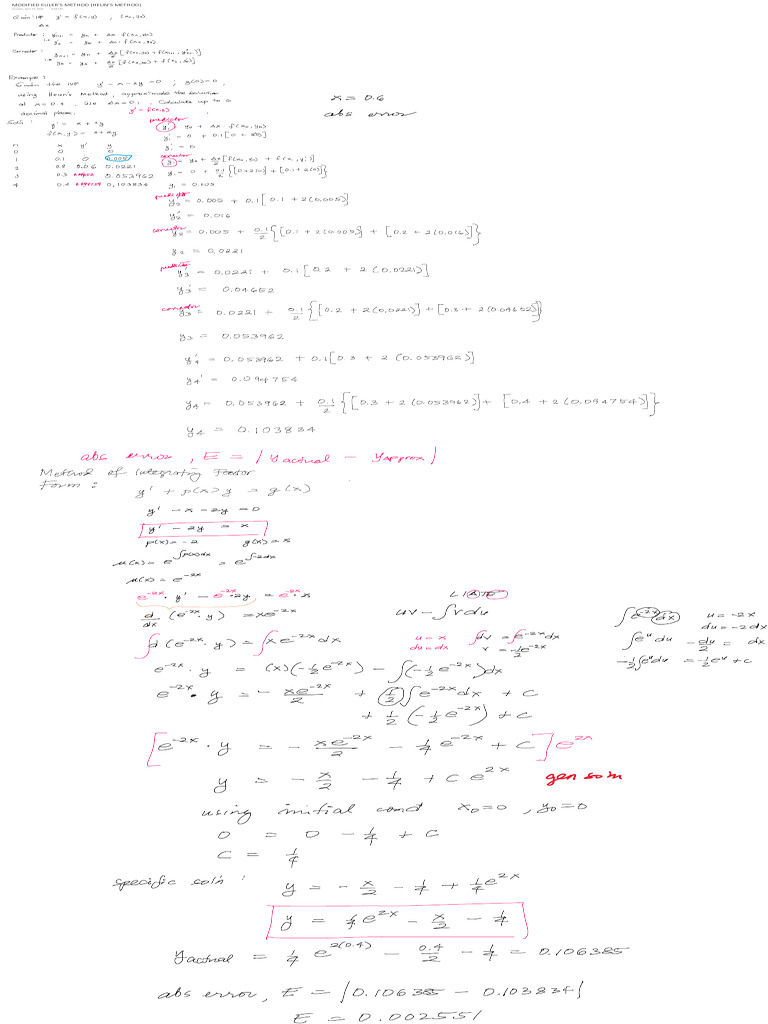 Modified Euler's Method (Heun's Method) | PDF