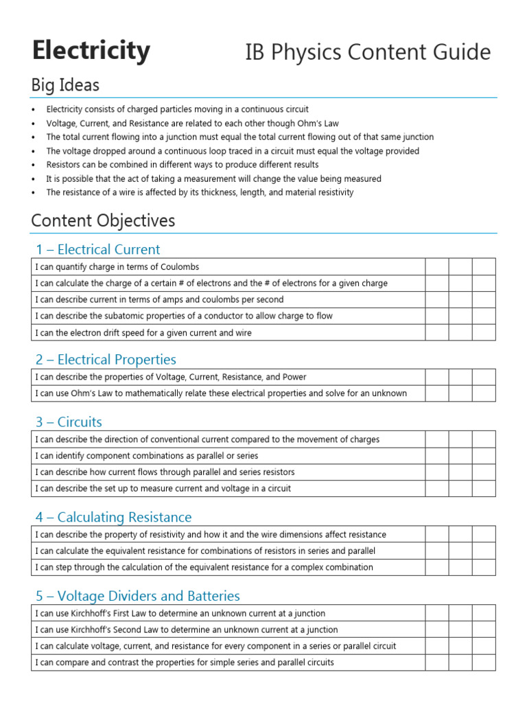 Electricity Content Guide | PDF