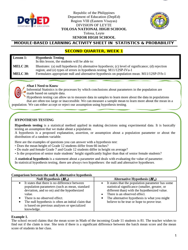 LAS Stat 2ndQ Week1 | PDF