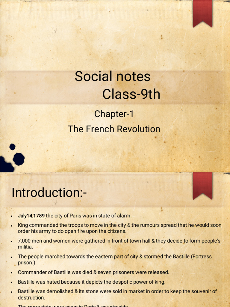 Class 9 History Chapter 1 Notes | PDF | France | Maximilien Robespierre