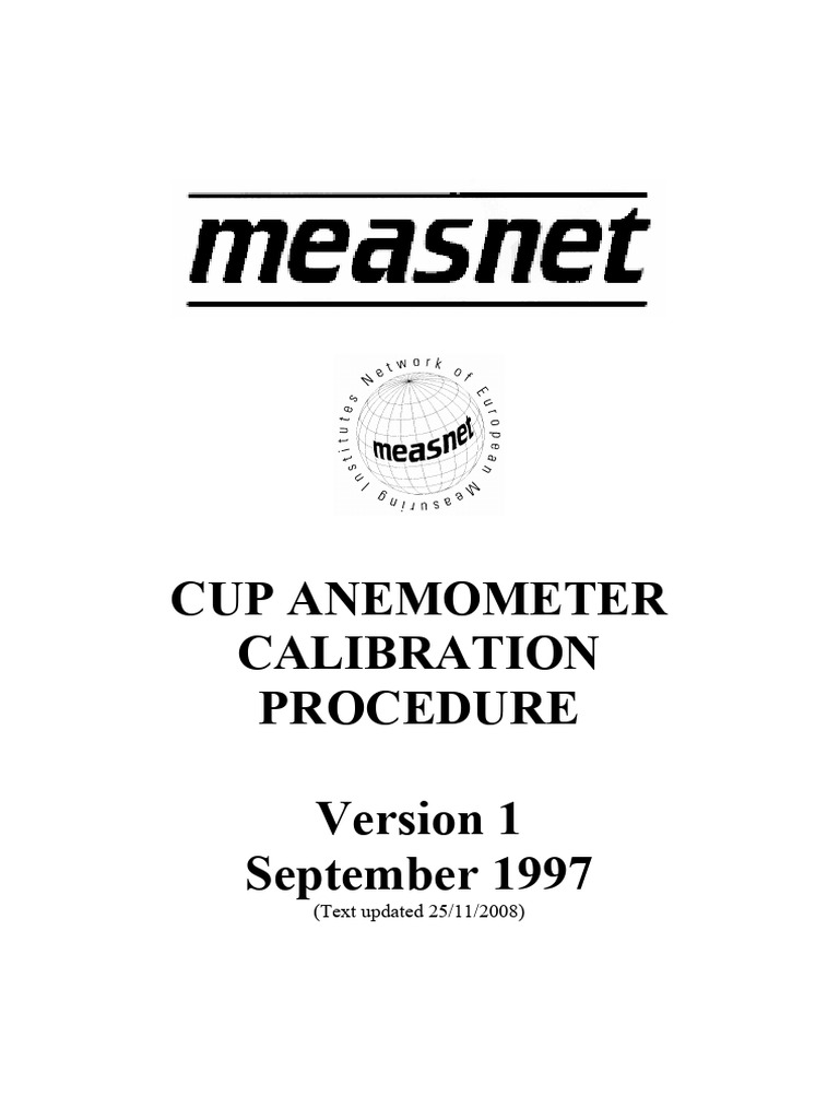 Measnet - Anemometer - Calibration - v1 - 1997 - Update2008 | PDF