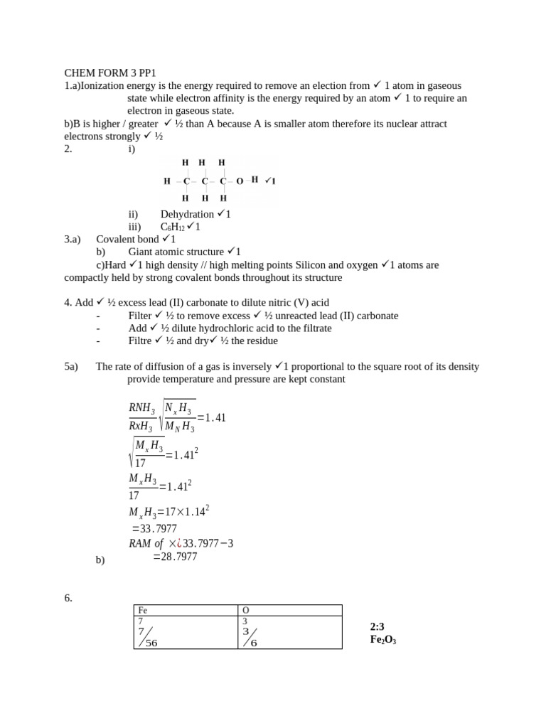 Chemistry P1 Form 3 End Term 1 Exam 2021 Teacher - Co - .Ke | PDF