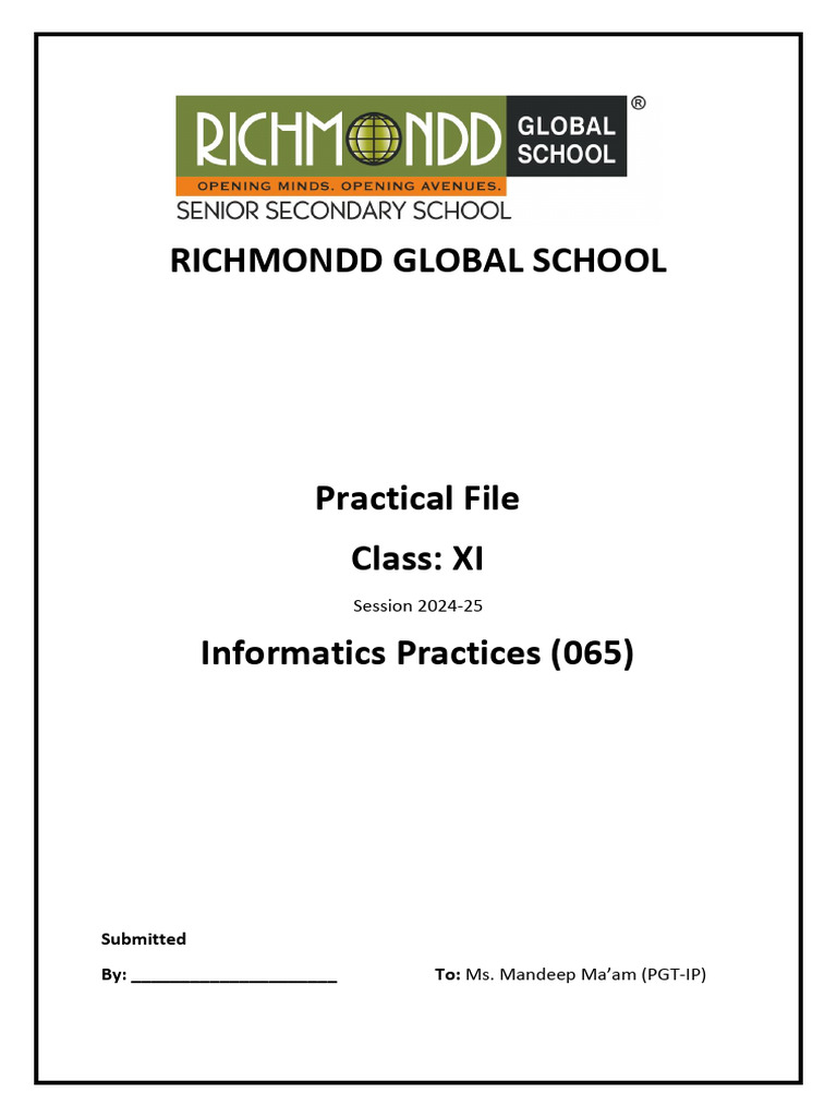 IP Practical FIle - Front Page & Certificate | PDF