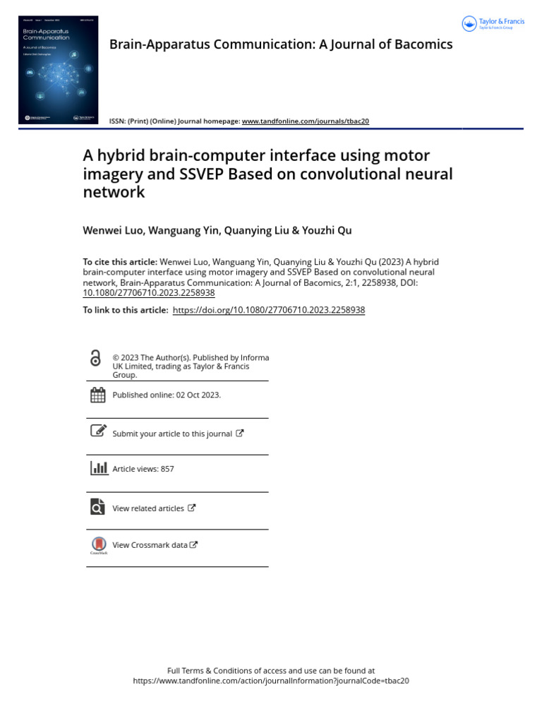 A Hybrid Brain-Computer Interface Using Motor Imagery and SSVEP Based On Convolutional Neural ...