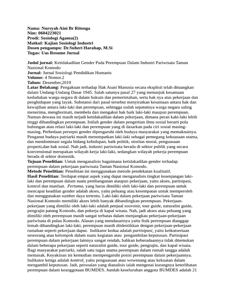 UAS - Resume Jurnal - Nursyah Aini Ritonga | PDF