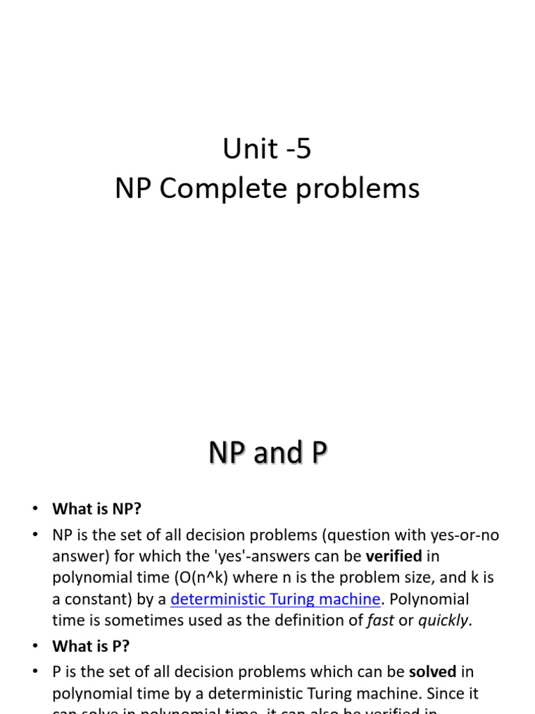 Np Polynomial Time Reduction Unit 5 Daa Pdf