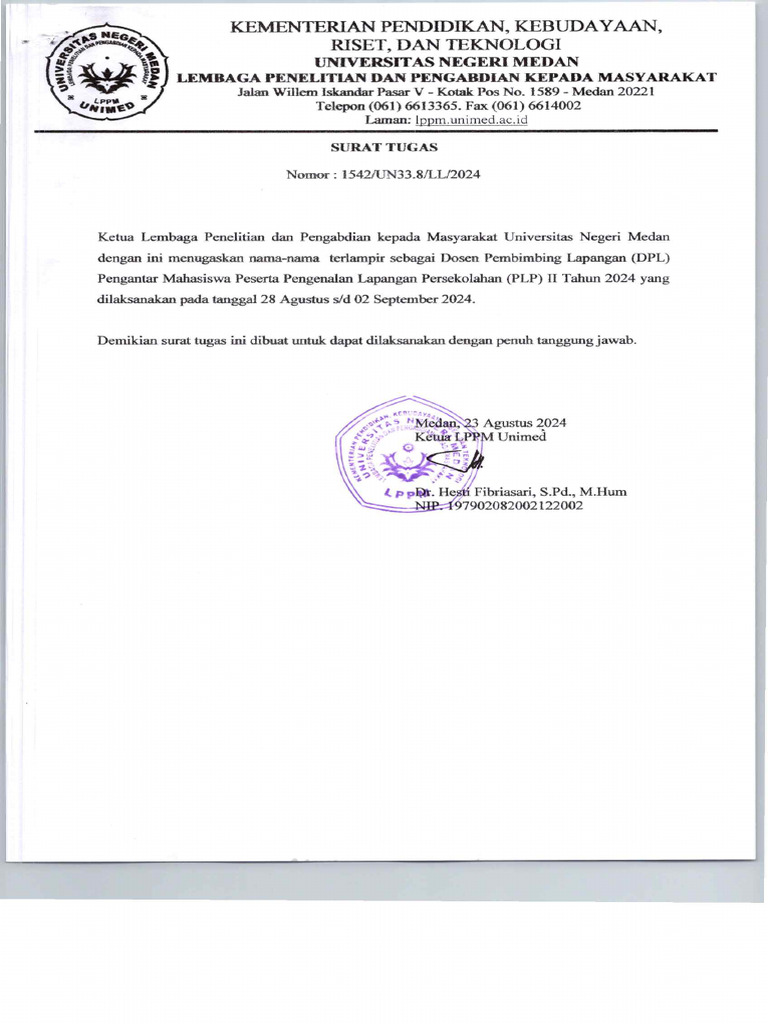 Surat PLP 2 20240001 | PDF