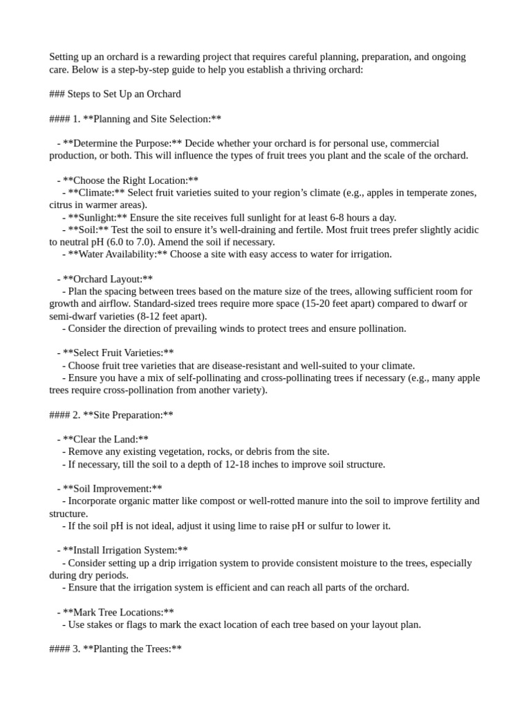 Orchard Set Up | PDF