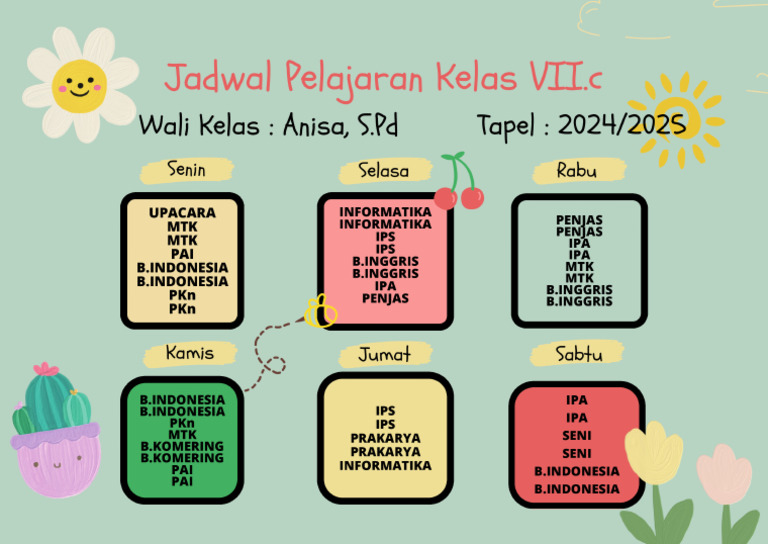 Jadwal Pelajaran 7c | PDF
