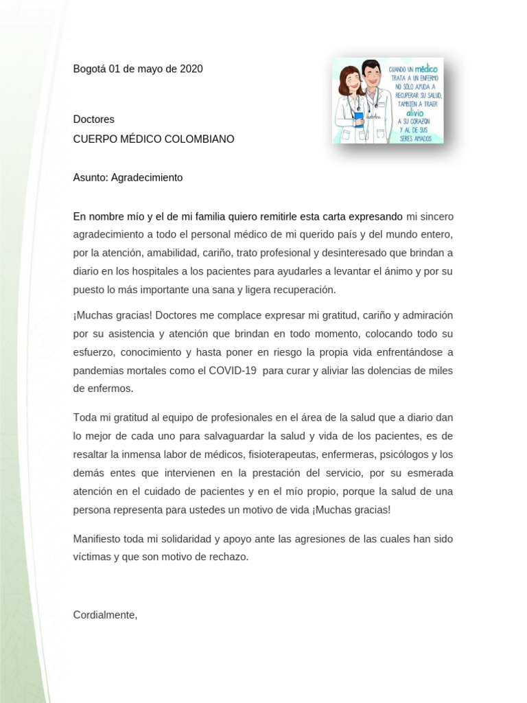 Carta para Los Medicos | PDF
