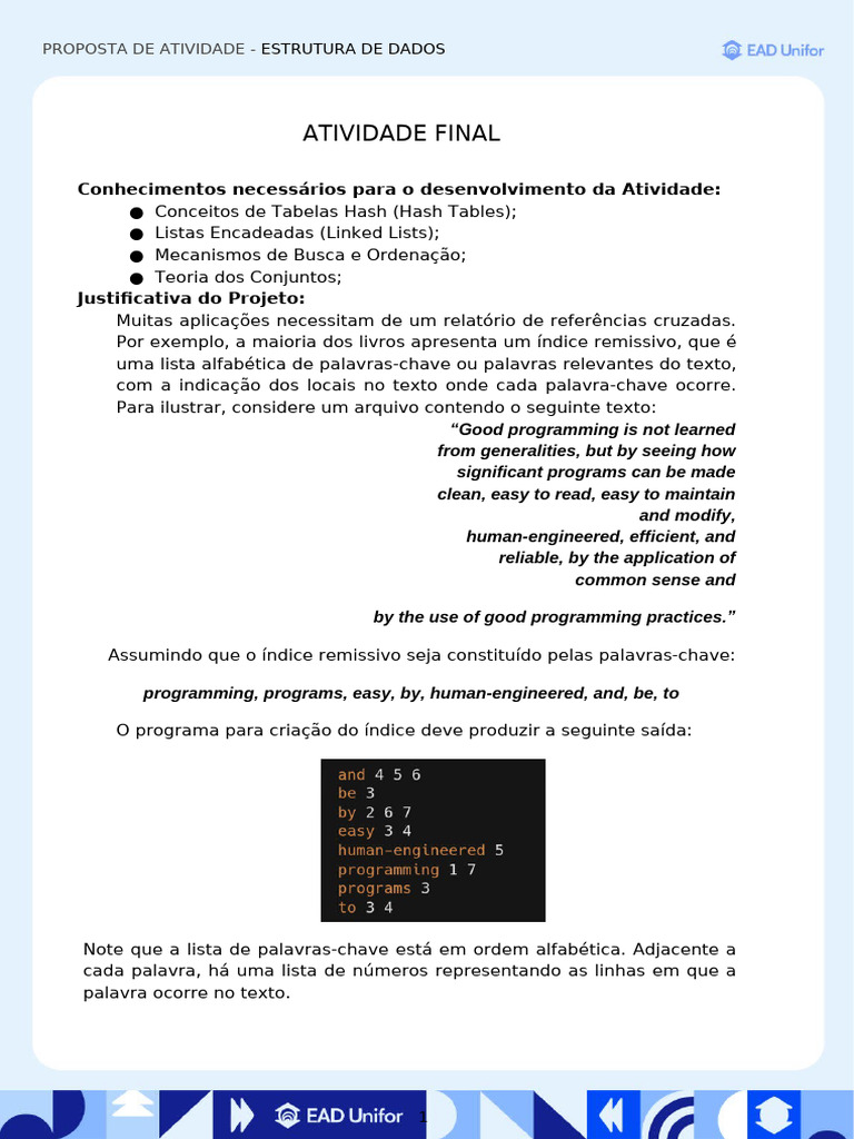 Proposta de Trabalho - N692 - Estrutura de Dados de Dados - Atividade Final - 24.2 | PDF