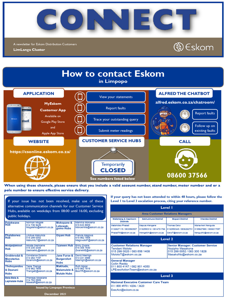 Connect - How To Contact Eskom in Limpopo Province Dec 2021 | PDF