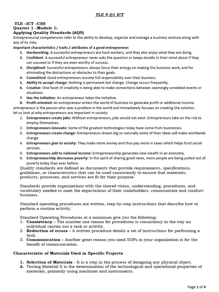 Tle 9 Ict q1w1 2025 | PDF