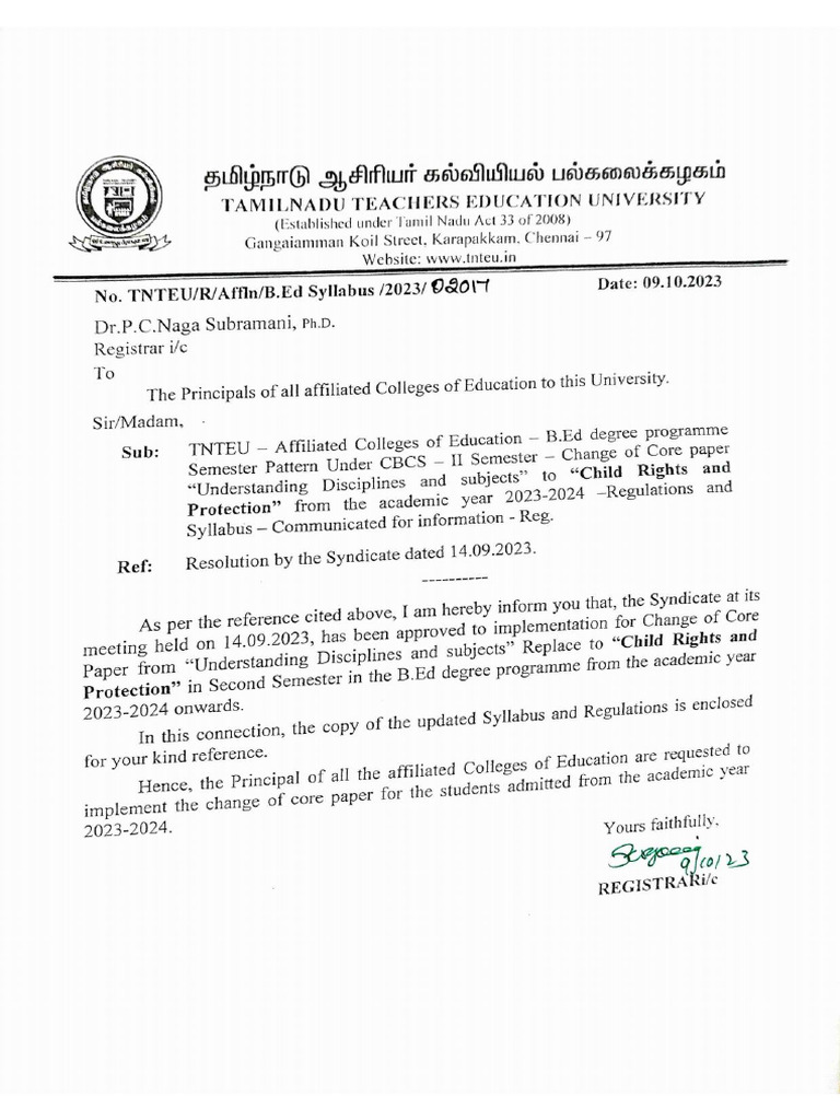 B.ed First Year - Second Semester - Syllabus | PDF