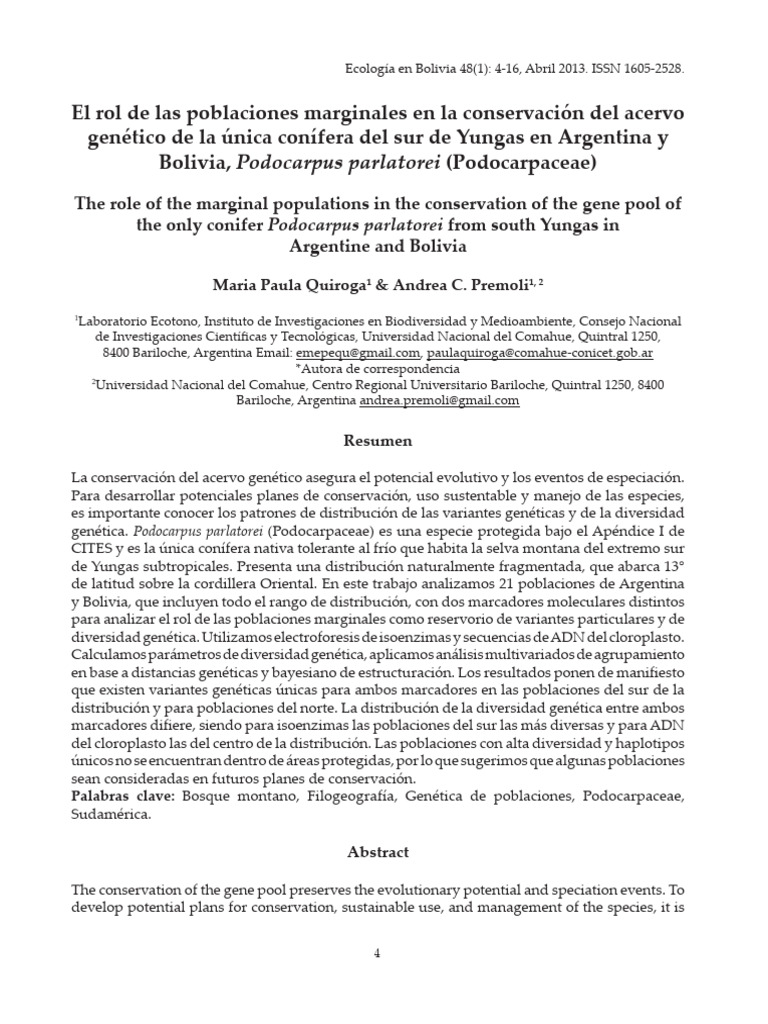 El Rol de Las Poblaciones Marginales en La Conservación Del Acervo ...