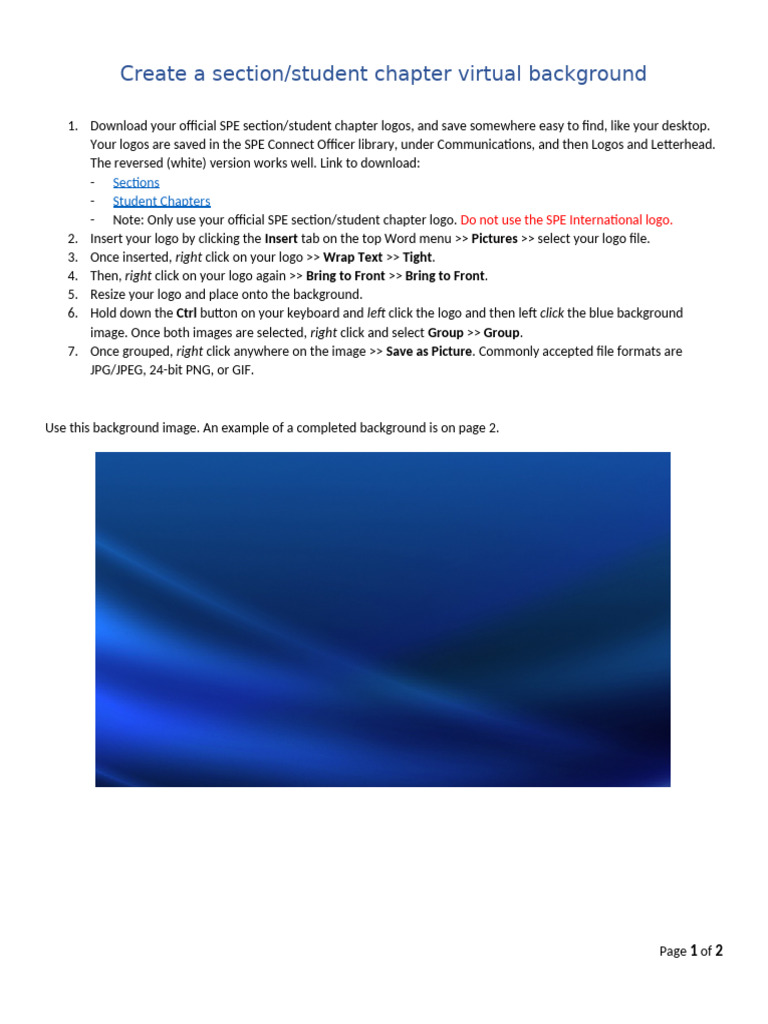 Create A Virtual Meeting Background | PDF