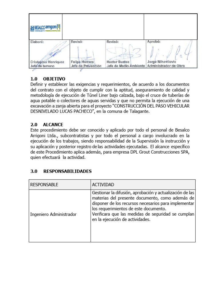 PRO-OP-696-019 Tunel Liner Rev 0 | PDF