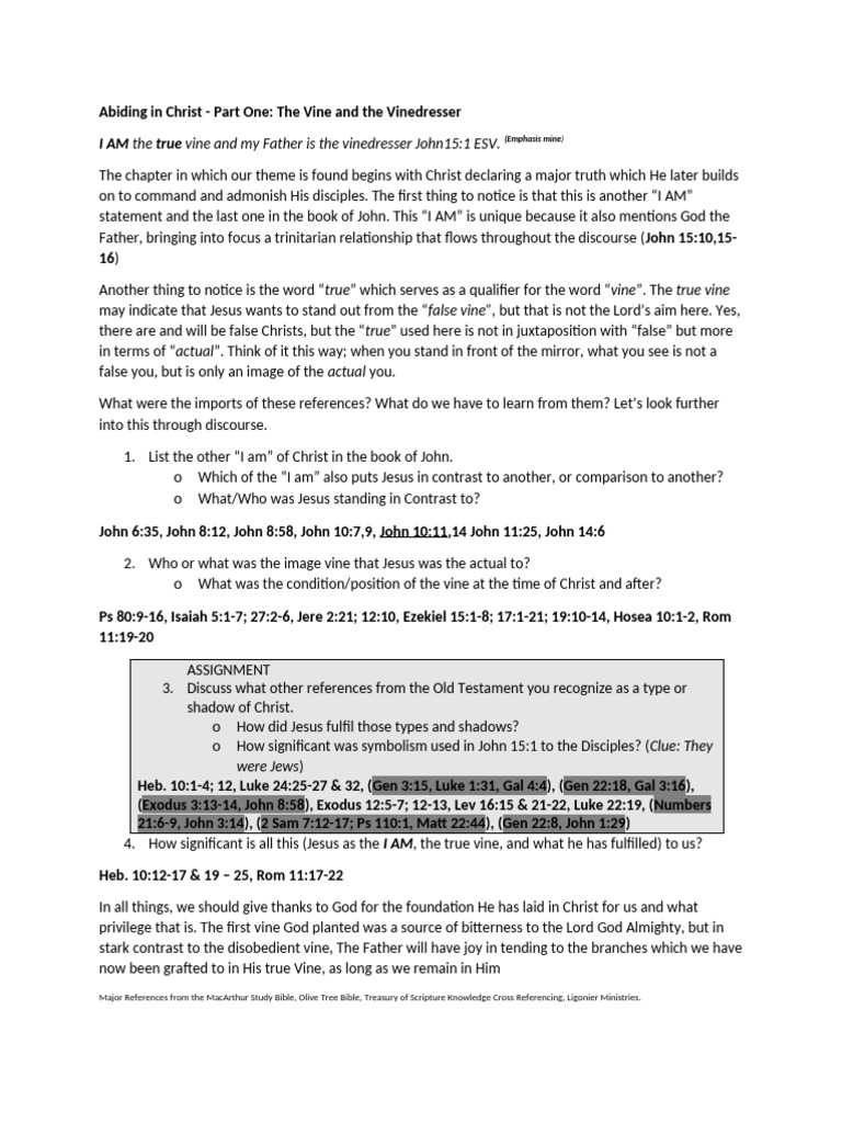 PT 1. The Vine and The Vinedresser | PDF