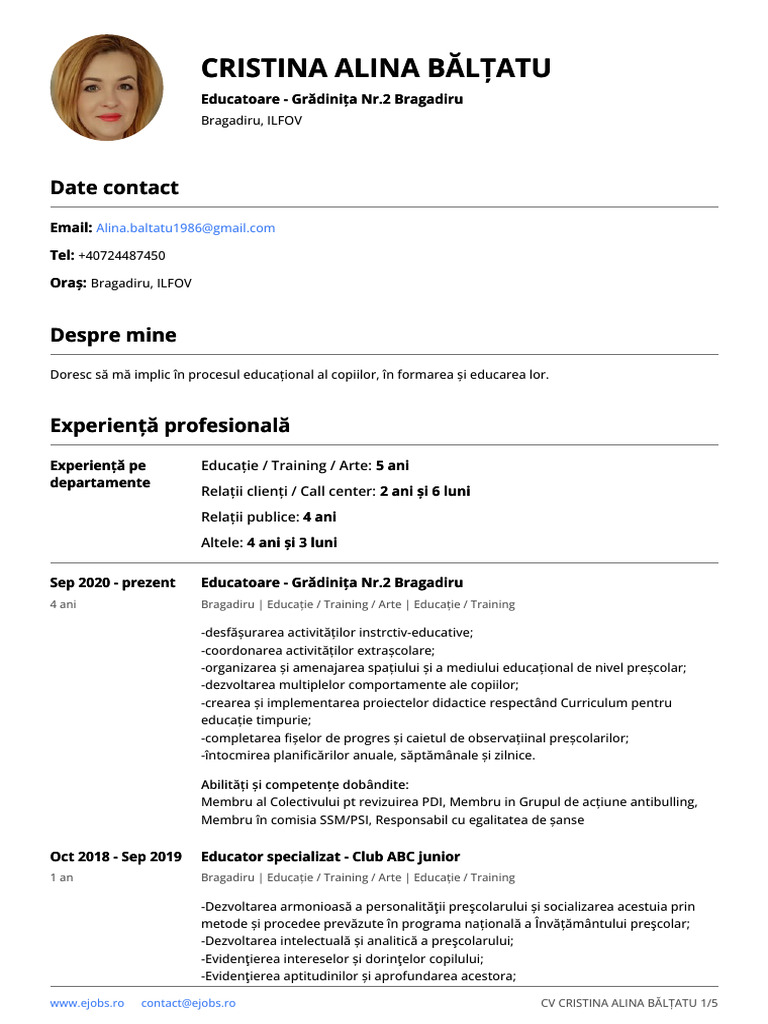 Cristina Alina Bălțatu Cristina Alina Bălțatu: Date Contact Date ...