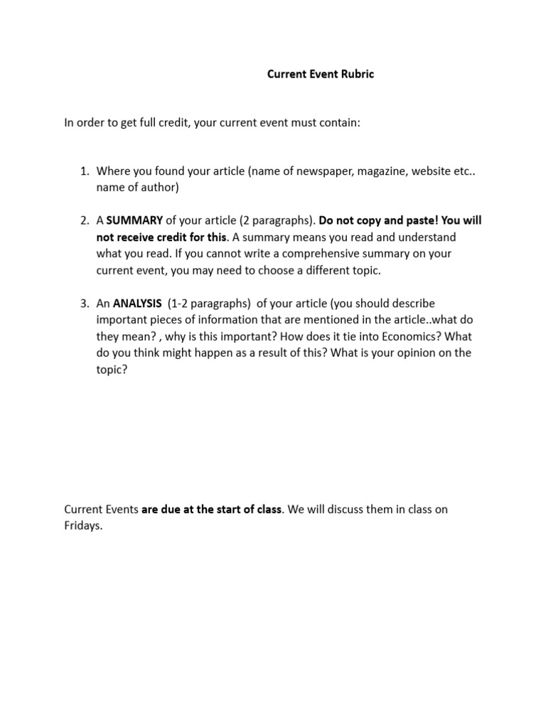 Current Event Rubric (1) | PDF