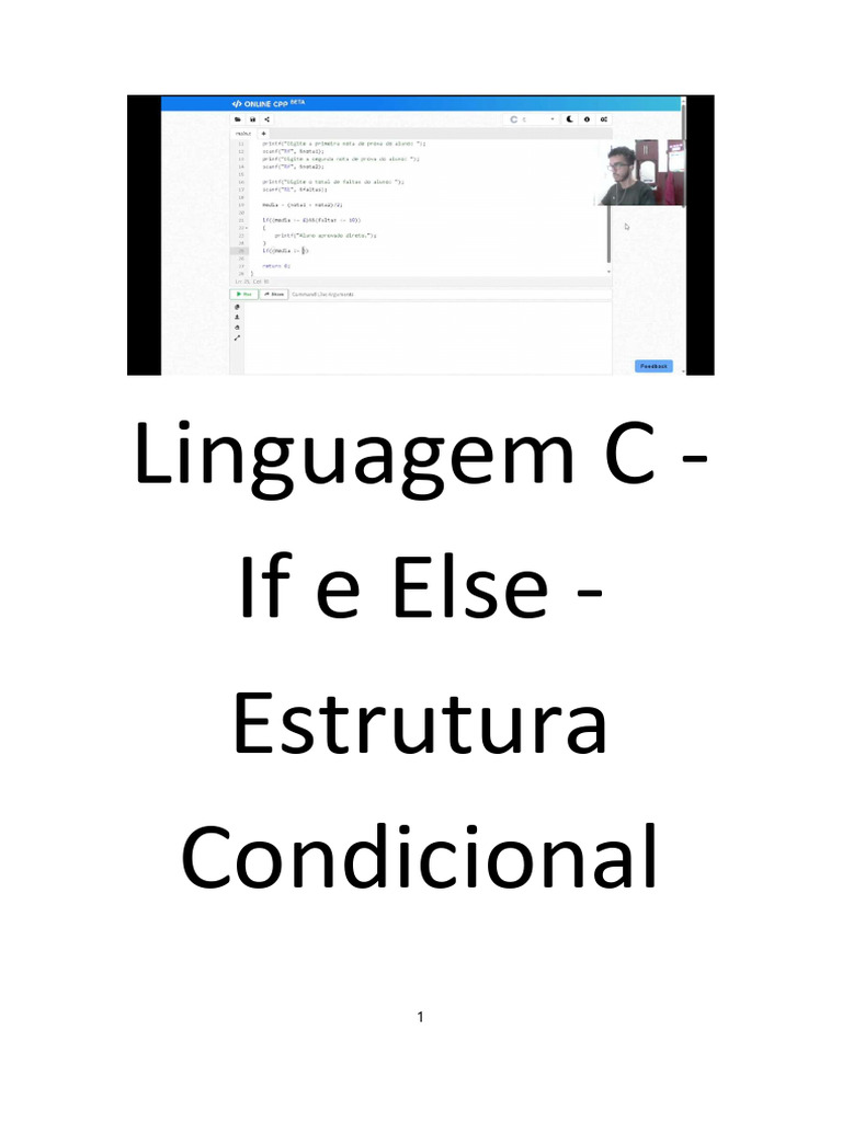 Linguagem C - If e Else - Estrutura Condicional | PDF