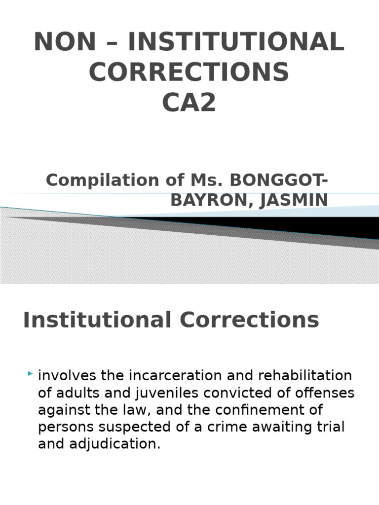 Non Institutional Corrections Part 1 | PDF