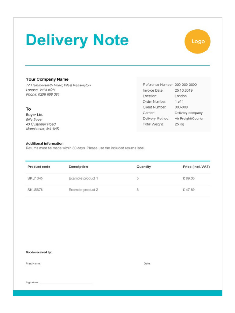 Delivery Note | PDF
