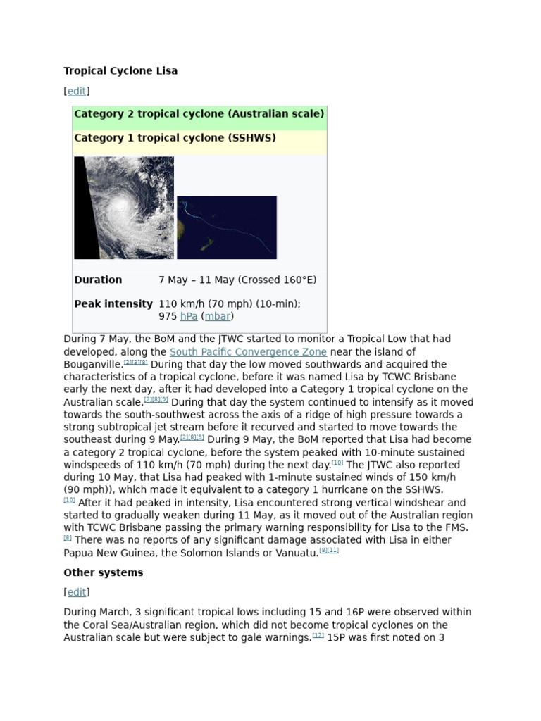 Tropical Cyclone Lisa | PDF