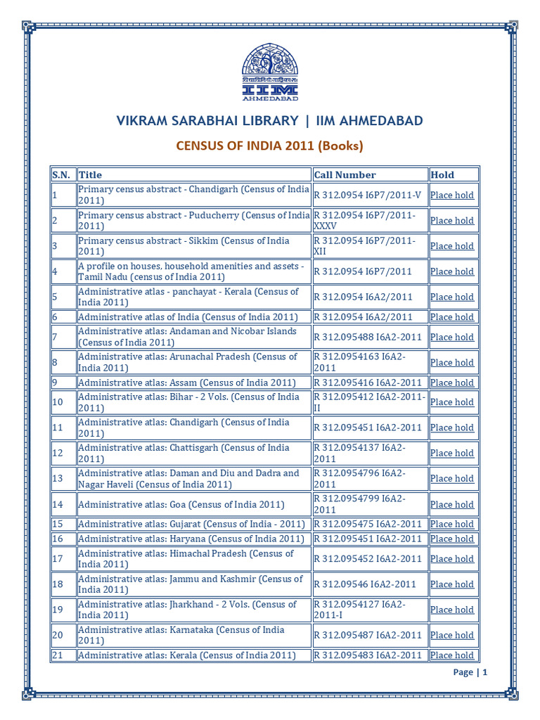Census of India 2011 Books | PDF | Asia | Demographics Of India