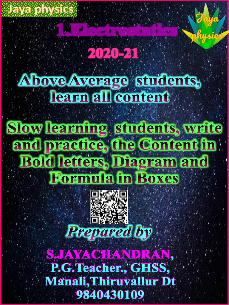 1 Electrostatics | PDF