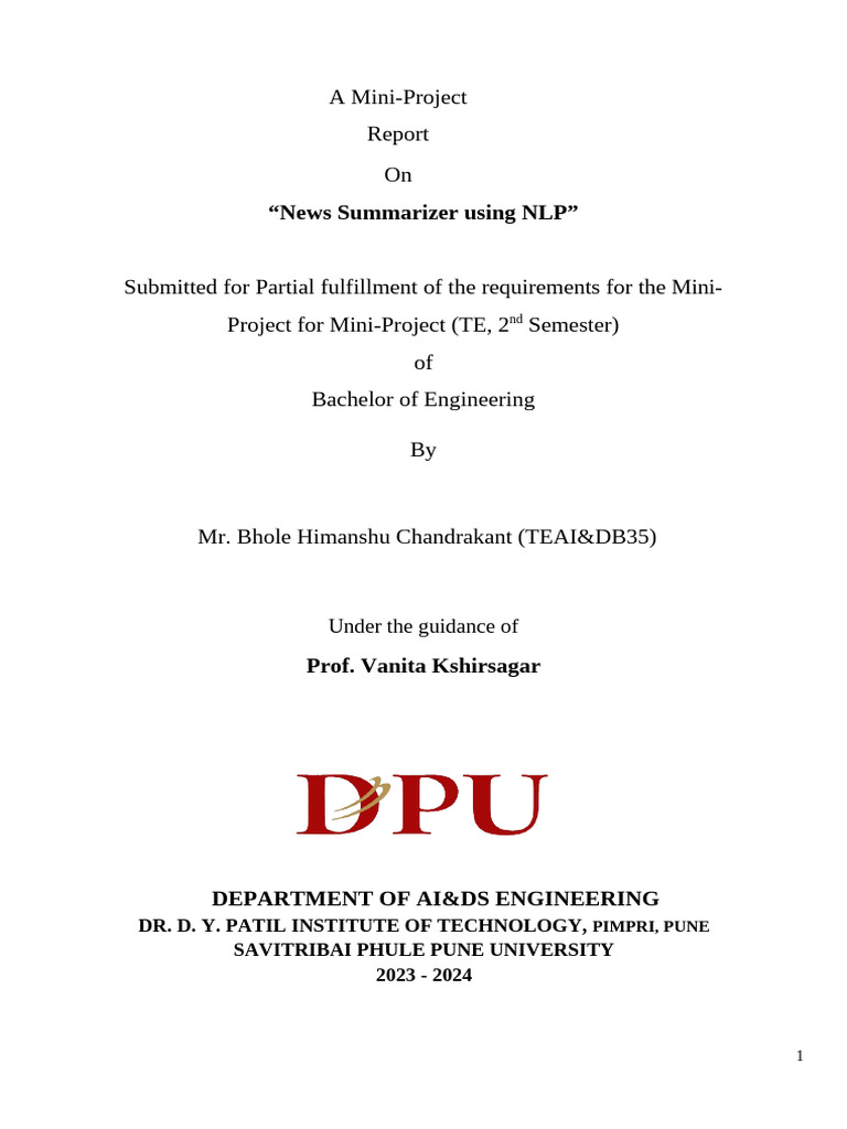 Mini Project 1 | PDF