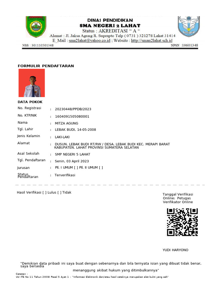Formulir Pendaftaran Pdf