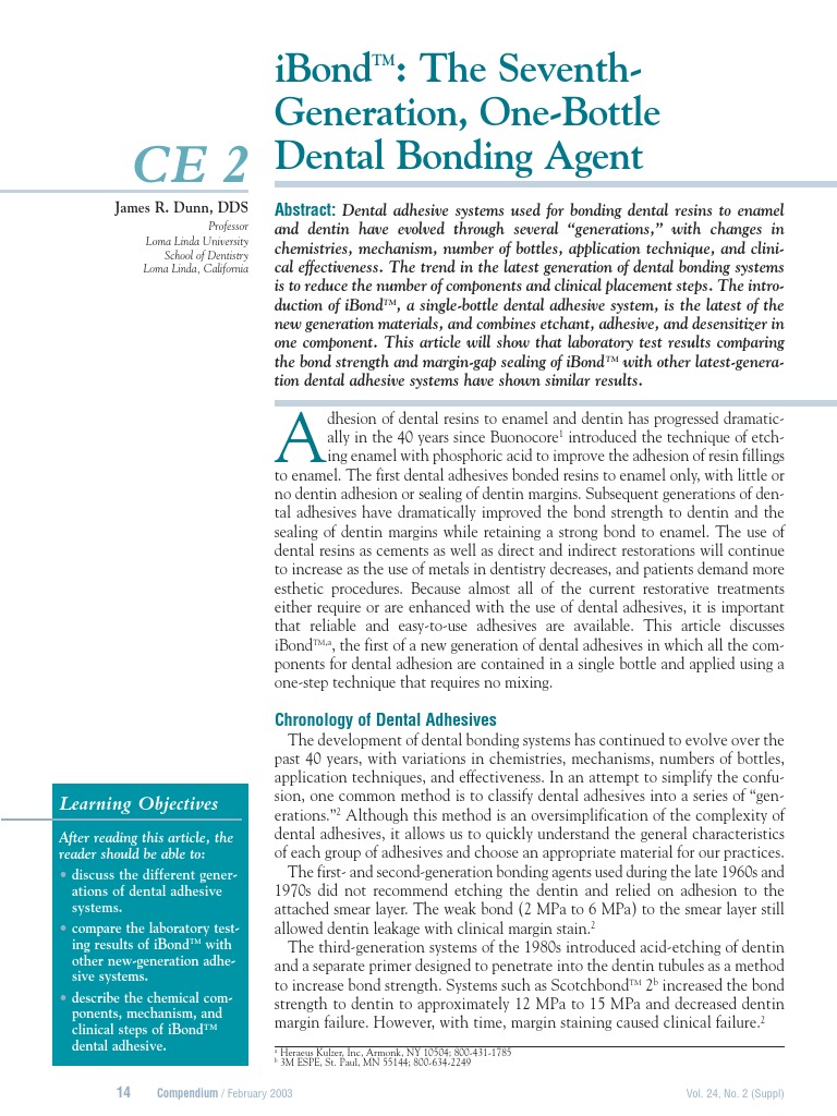 Ibond: The Seventh-Generation, One-Bottle Dental Bonding Agent | PDF ...
