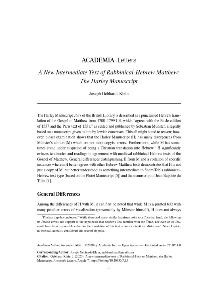 A New Intermediate Text of Rabbinical He | PDF | Gospel Of Matthew ...