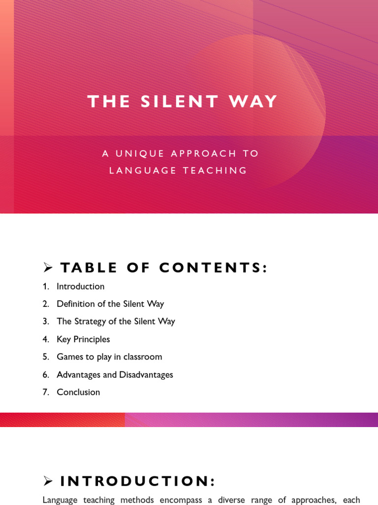 The Silent Way: A Unique Approach To Language Teaching | PDF