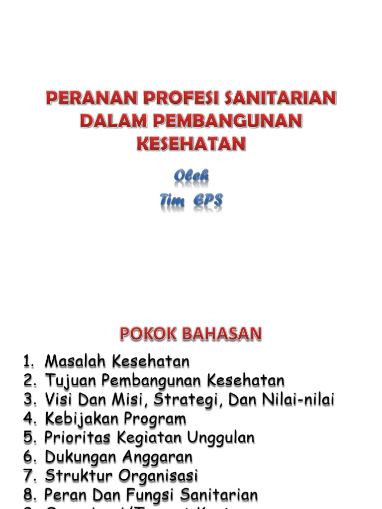 Peranan Profesi Sanitarian Dalam Pembangunan Kesehatan | PDF