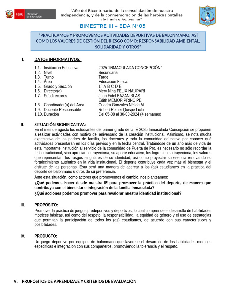 1ero - EXPERIENCIA DE APRENDIZAJE #05 | PDF | Aprendizaje | Evaluación