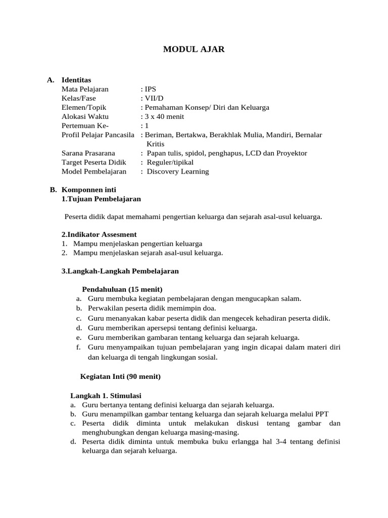 Ips SMP Kelas Vii - Modul Ajar 1.1 (Bab 1) | PDF