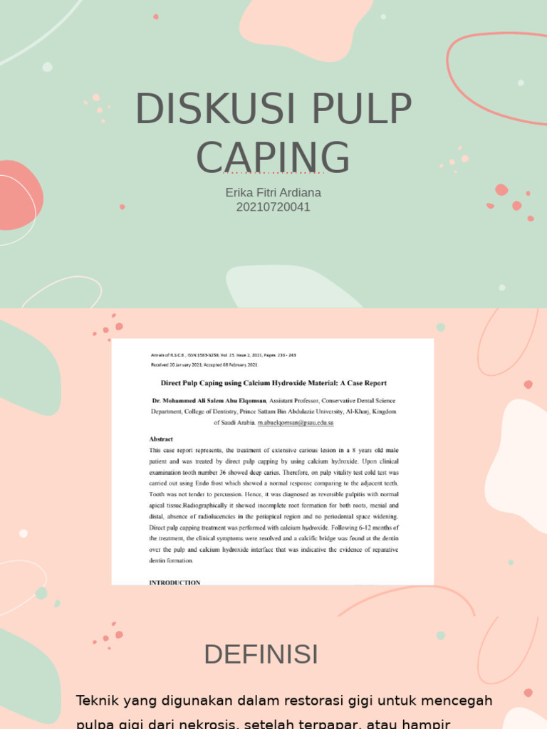 HS - 21.41 - Erika Fitri Ardiana - Pulp Caping (22 MARET 2022) | PDF