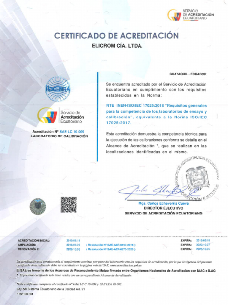 Certificado Acreditacion Sae | PDF